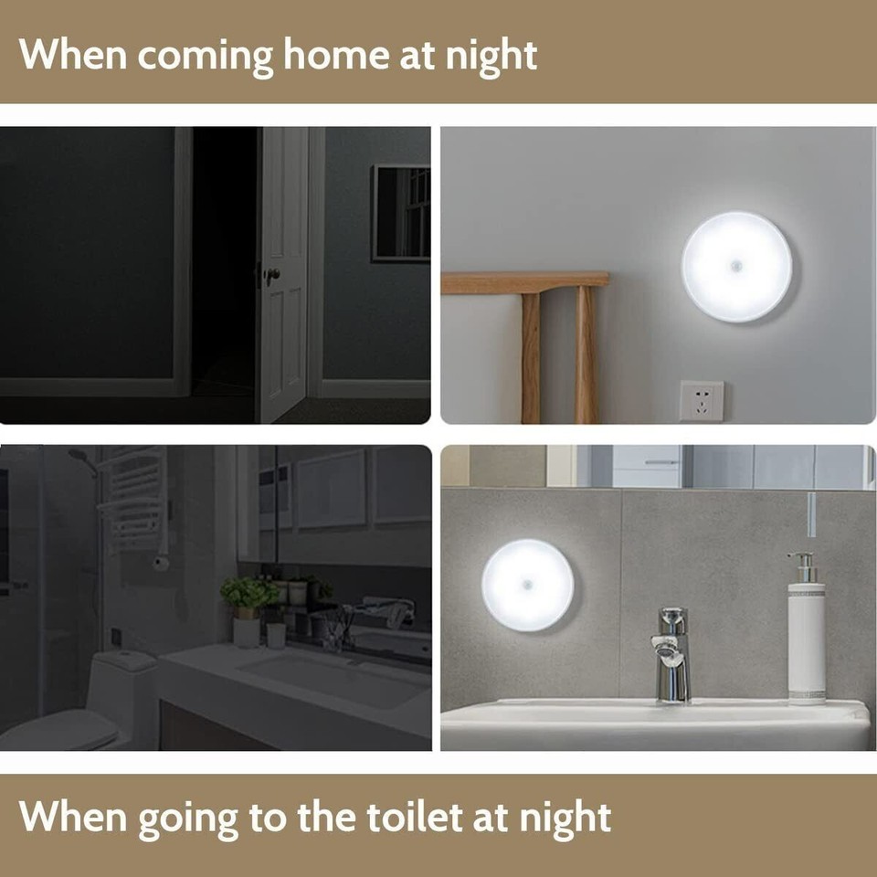 Led Motion Sensor Light USB Rechargeable PIR Wall Cabinet Stair Night ...