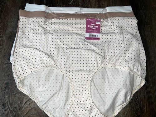 Olga Womens Brief Underwear Panties Cotton Blend No Muffin 3-Pair (A ...