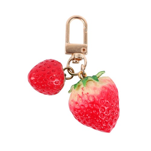 Strawberry Heart Keychain Keyring For Women Girl Jewelry Simulated ...
