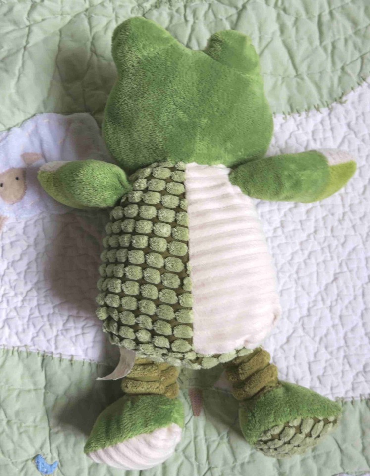 DanDee Dan Dee Froggy Frog Green Cream Ribbed Plush Stuffed Toy w Sewn ...