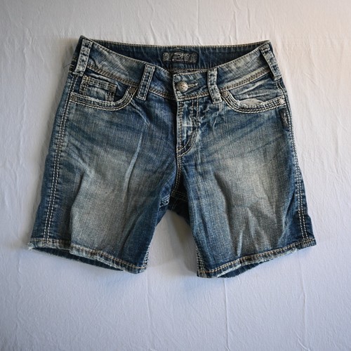 Silver 27 Suki Surplus Bermuda Jean Bold Stretch Denim Womens Shorts | eBay