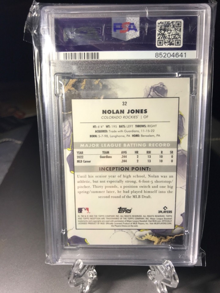 2023 Topps Inception Nolan Jones Green PSA 9 Mint #32 RC Rookie ...