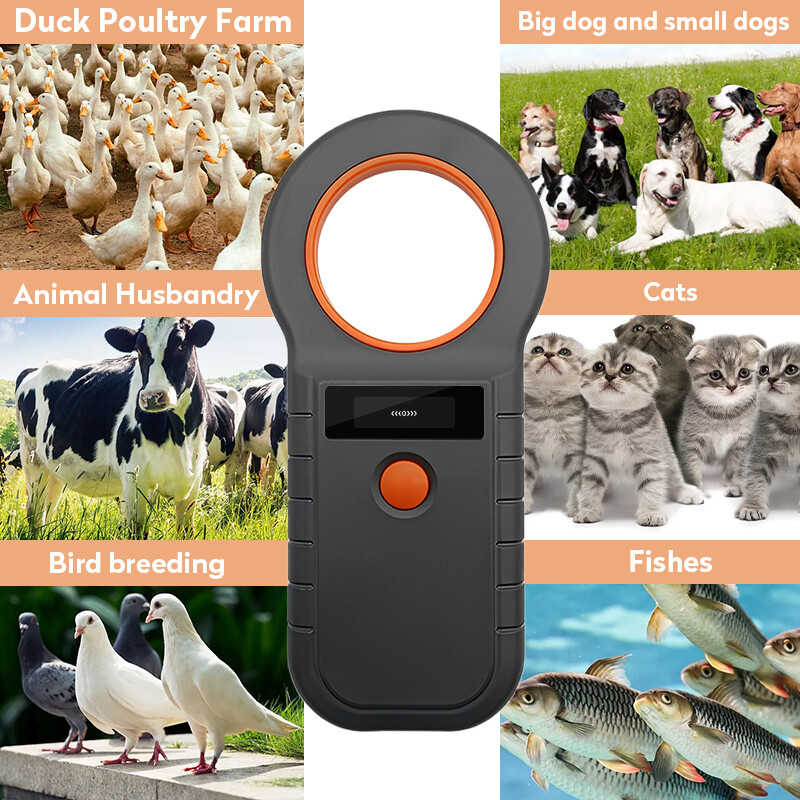 Pet Dog Cat Tag ID Reader Animal EMID ISO Chip Scanner Microchip ...