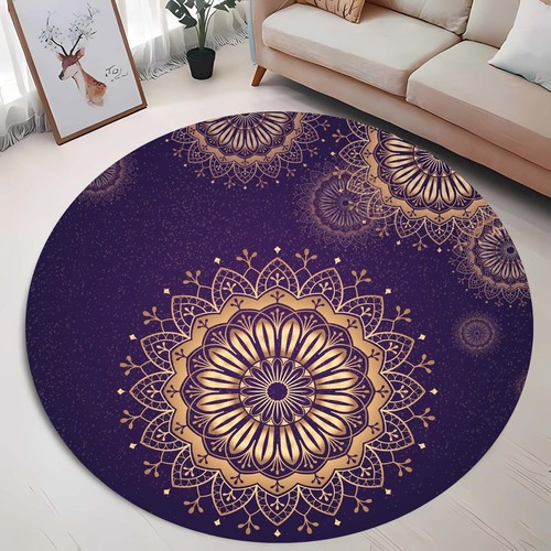 Mandala Round Rug, Bohemian Floor Carpet, Zen Meditation Mat, Spiritual ...