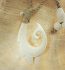 27MM CARVED WATER BUFFALO BONE MAORI HEI MATAU KORU FISH HOOK PENDANT ...