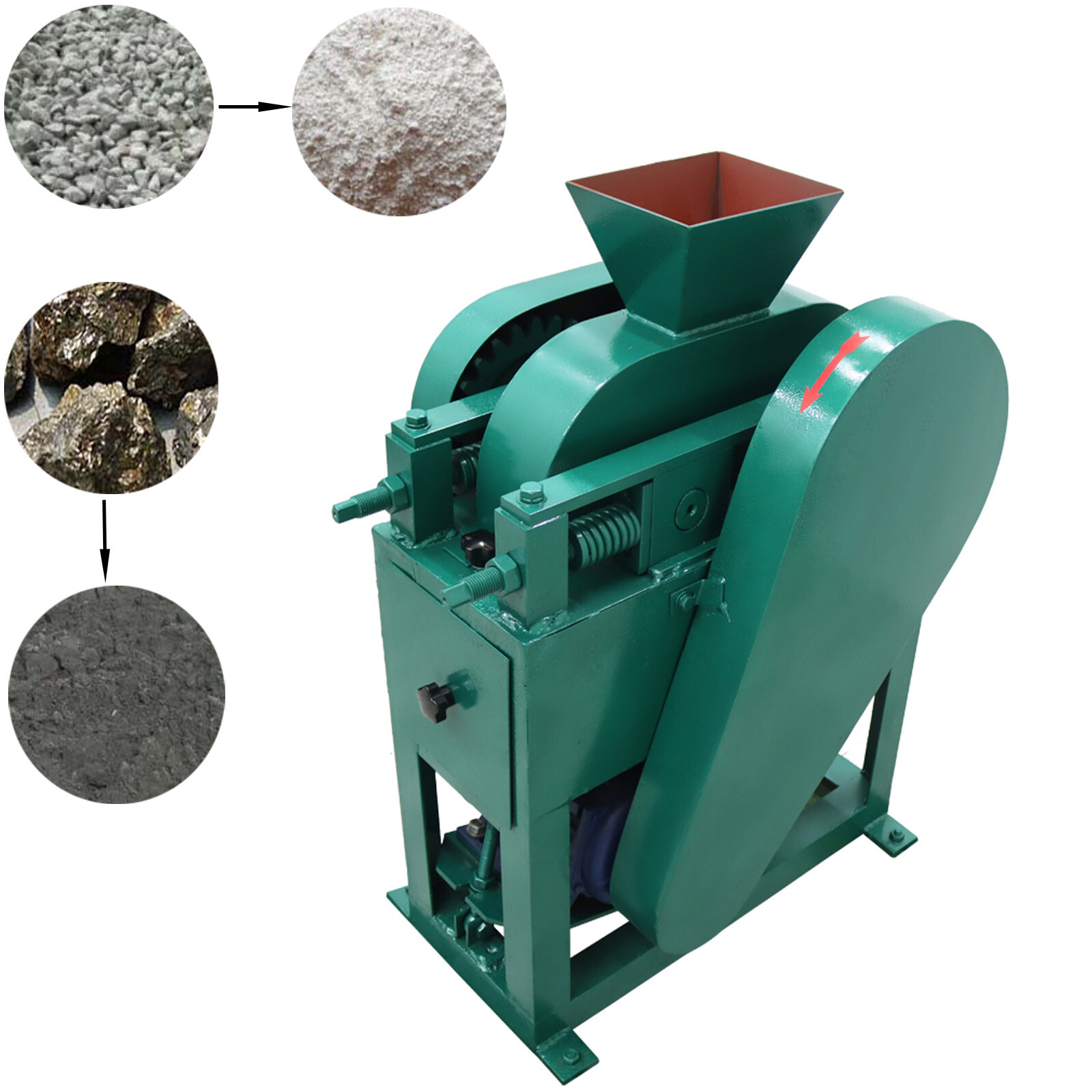 Electric Double Roller Crusher Rock Stone Ore Crushing Machine 220V 2HP ...