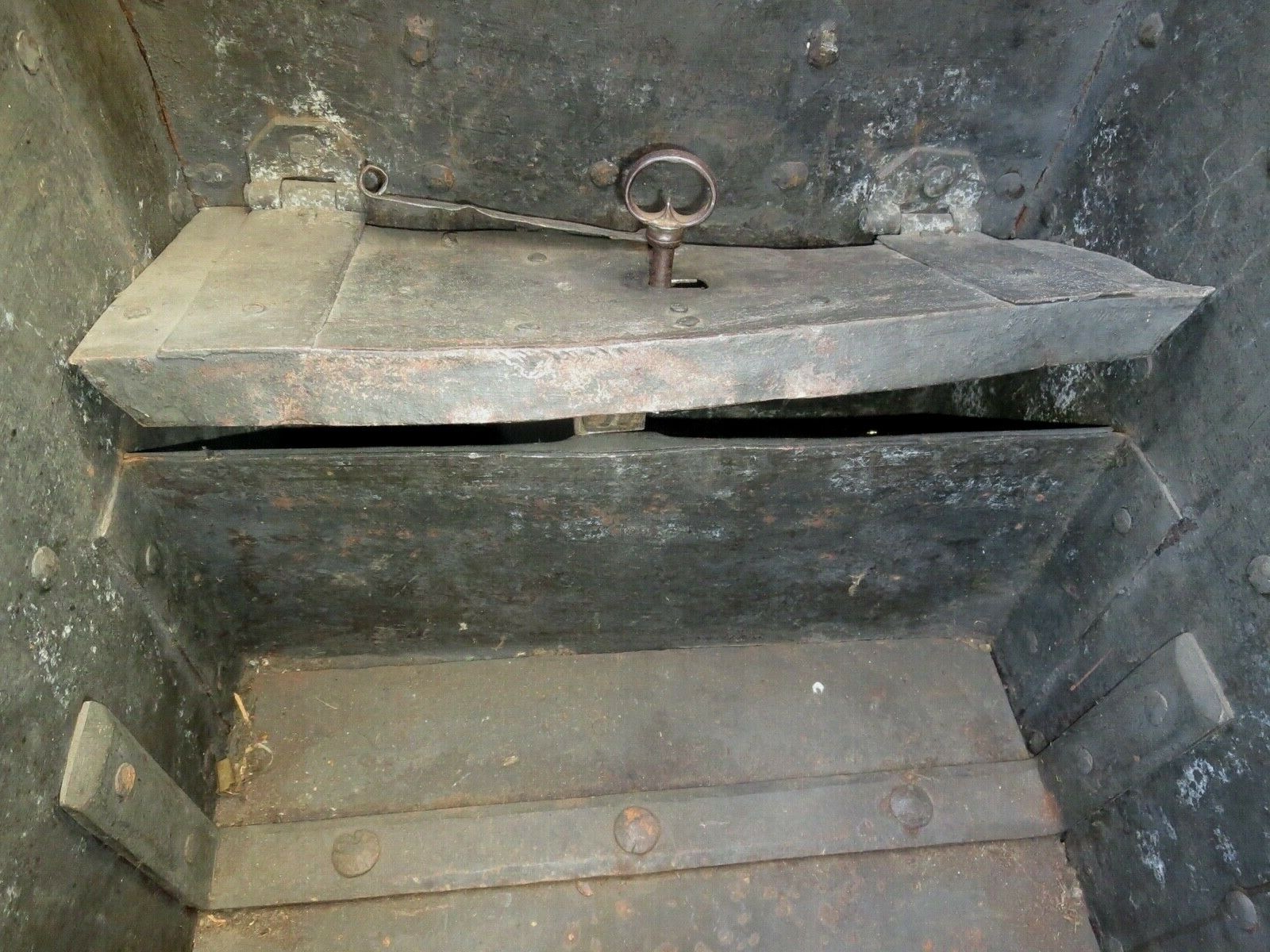 Large Antique Armada Treasure Chest Iron Strong Box 1600's Nuremberg 10 ...