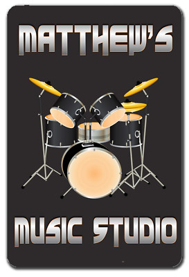 PERSONALIZED DRUM SET MUSIC STUDIO METAL GARAGE SIGN | eBay