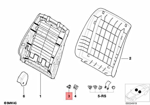 Genuine BMW E38 E39 Front Seat Backrest Retainers Repair Kit OEM ...