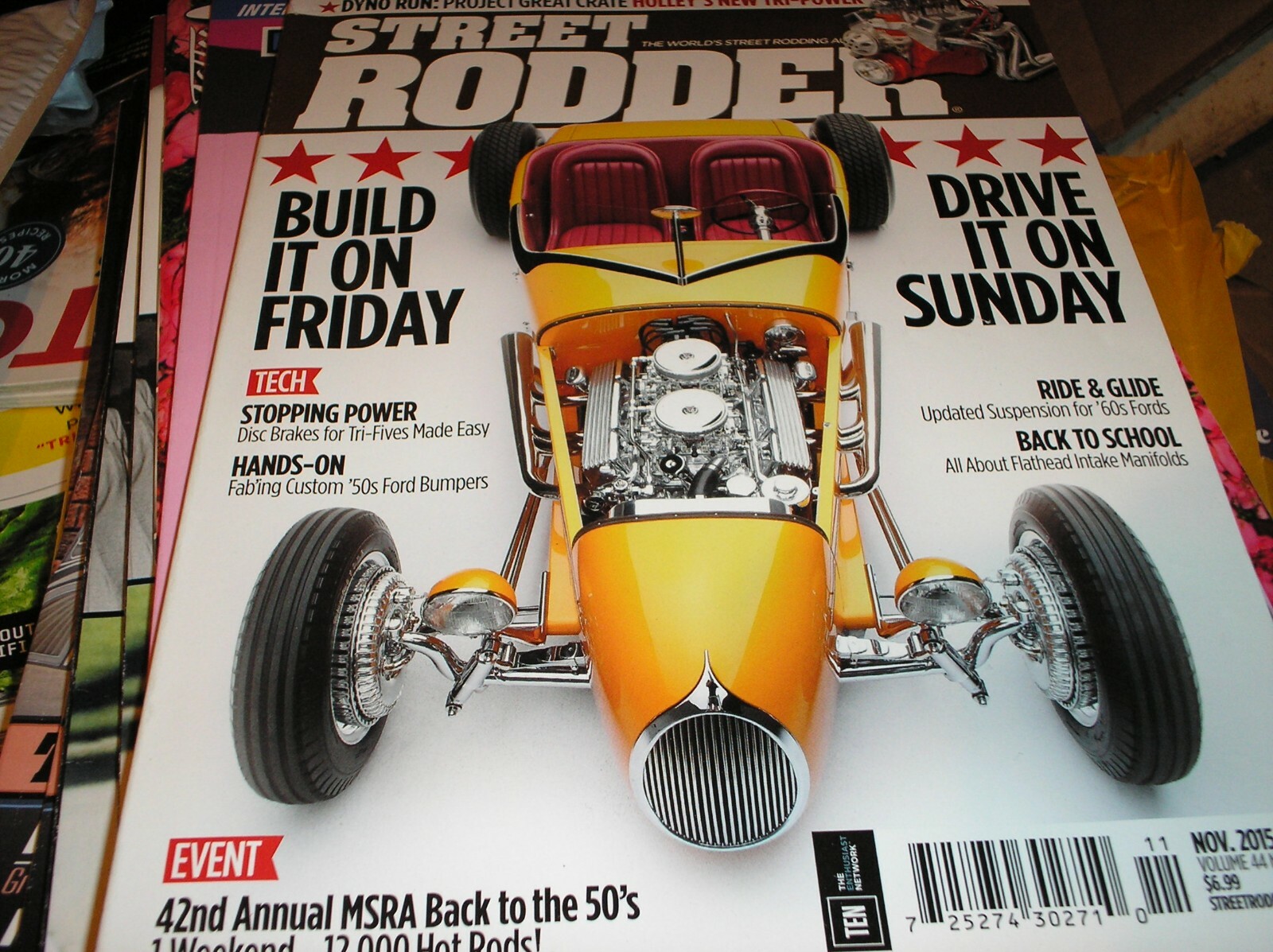 Street Rodder magazine nov. 2015 Holley's TRI-POWER , flathead intakes ...