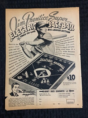 Vintage JIM PENTICE Super Electric Baseball 8x11" Print Ad VG+ 4.5 True ...