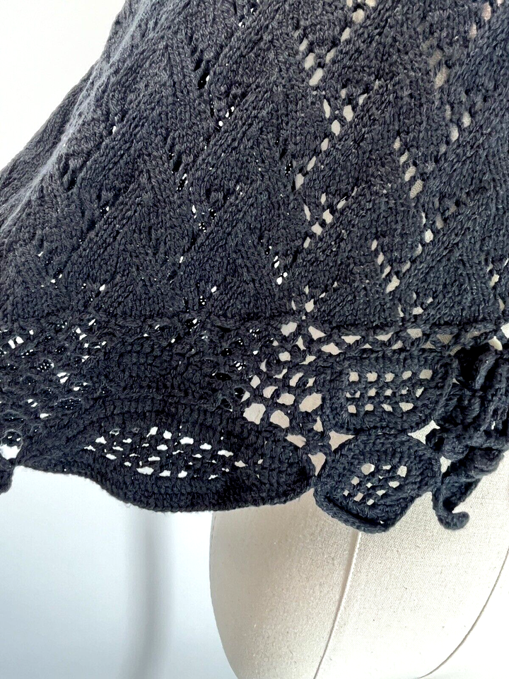 New April Cornell Shawl Shrug Capelet Women OSFM Black Floral Prairie ...