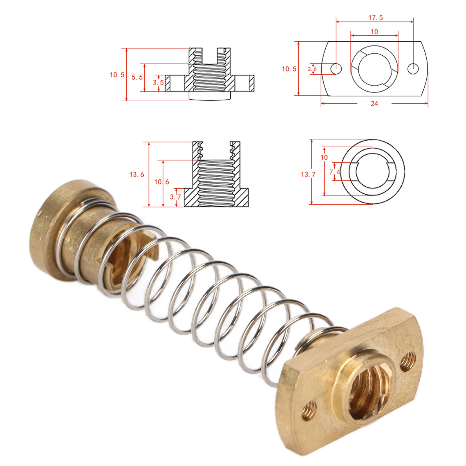 T8 Anti Backlash Spring Nut Highly Precise Stable IDSother Function 8mm ...