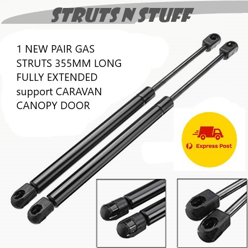 1 NEW PAIR GAS STRUTS 355MM LONG FULLY EXTENDED support CANOPY DOOR ...