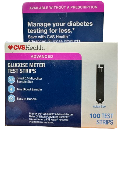 CVS Health Advanced Glucose Meter Test Strips - 100 Count for sale ...