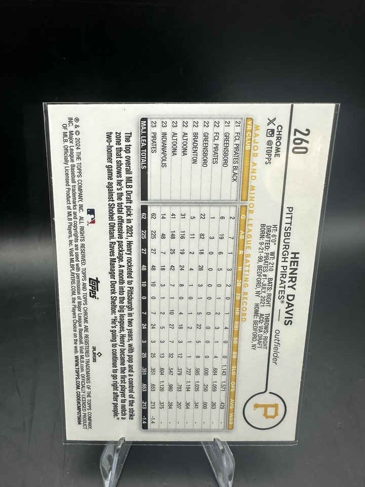 2024 Topps Chrome Henry Davis Prism Refractor RC Rookie Card Pirates | eBay