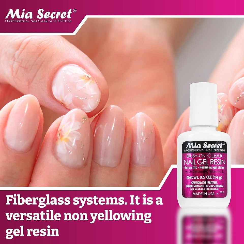 Mia Secret Set of 0.50 Oz Brush On Clear Resin and Strong Jet Glue ...