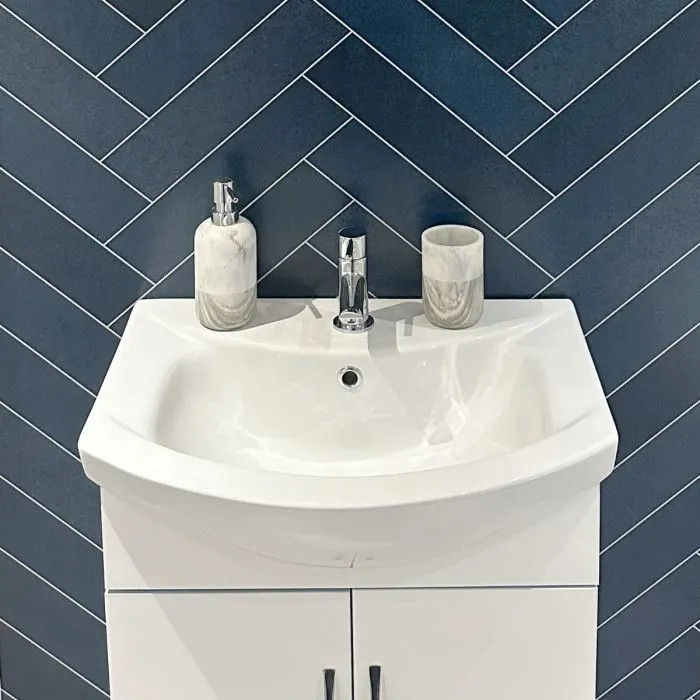 Multi Navy Chevron Shower Panel 1m Bathroom Waterproof PVC Wall ...