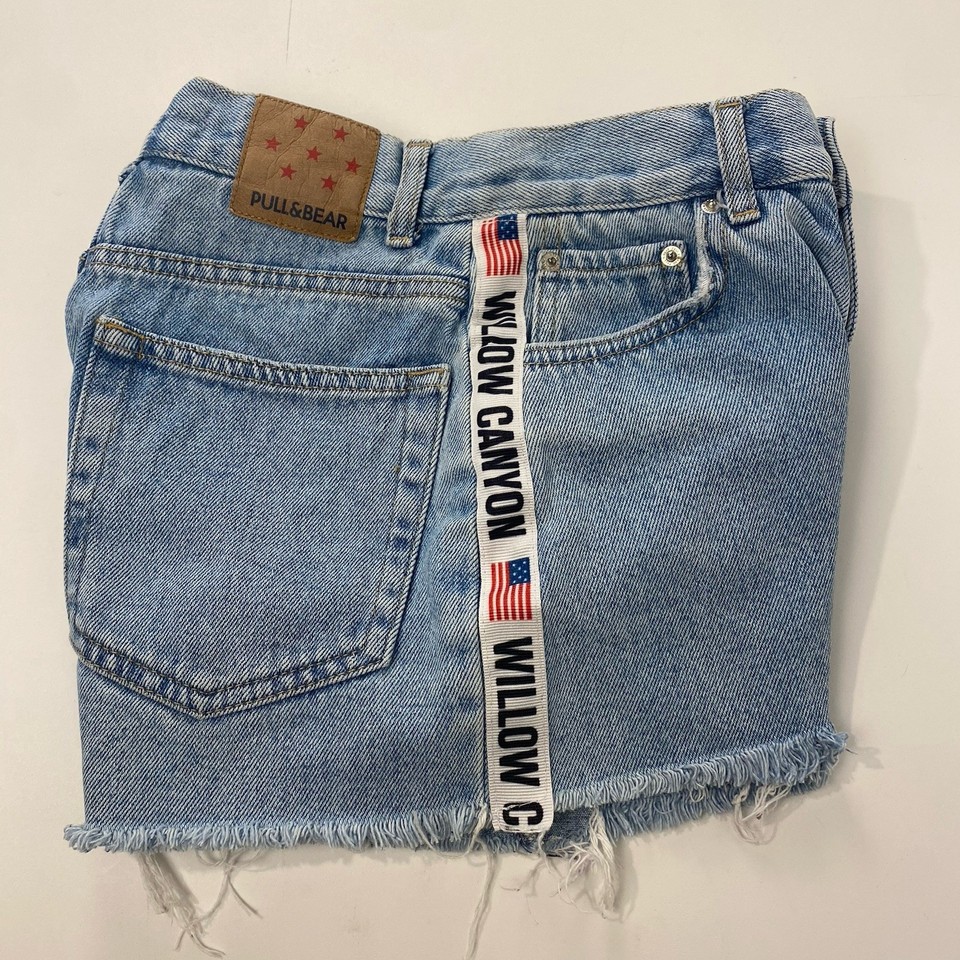 Y2K Pull & Bear Shorts Women's Size XS Blue Denim Light Wash Cutoff Hem ...