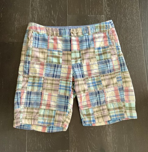 LL Bean Madras Bermuda Shorts Womens sz 12 Favorite Fit Patchwork Blue ...