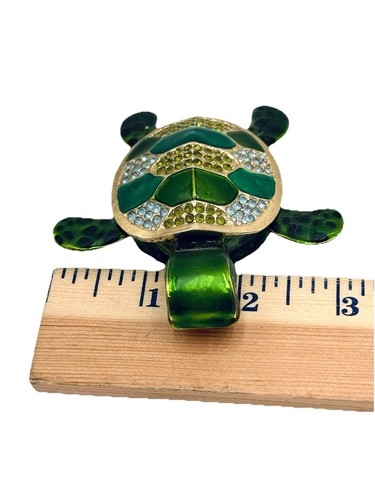 Sea Turtle Metal Hinged Trinket Box with Rhinestone Shell | eBay