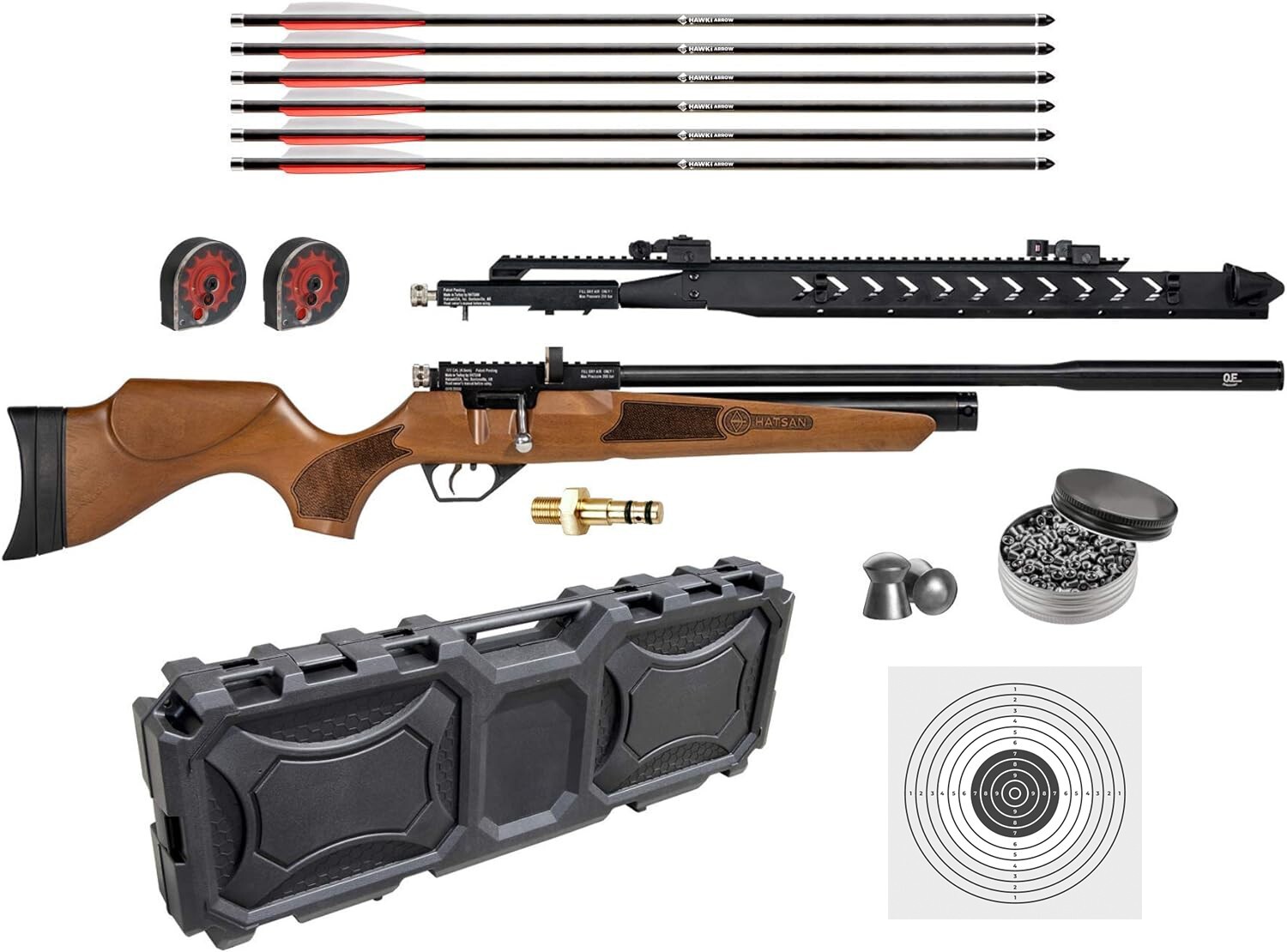 Hatsan Hydra .22 Cal QE PCP Air Rifle w/ Barrel&Arrows & Case & Targets ...