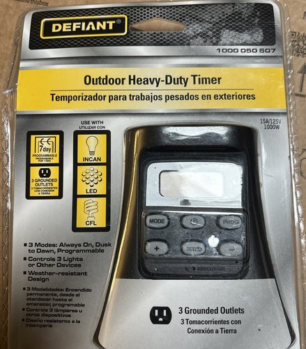 Defiant Programmable Outdoor Heavy-Duty Timer, 3 Grounded Outlets | eBay