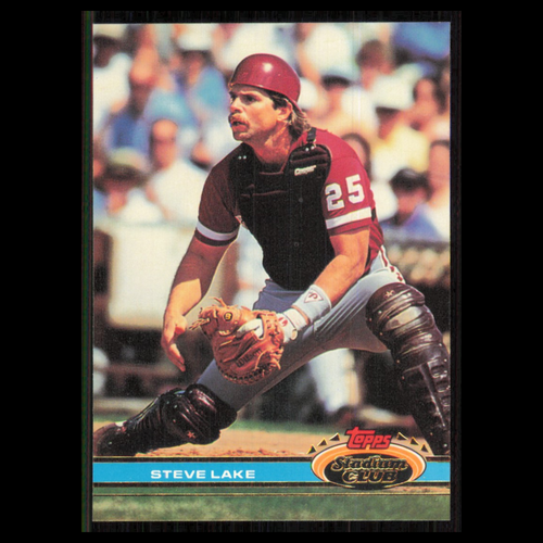 Steve Lake #395 1991 Topps Stadium Club Philadelphia Phillies Baseball ...