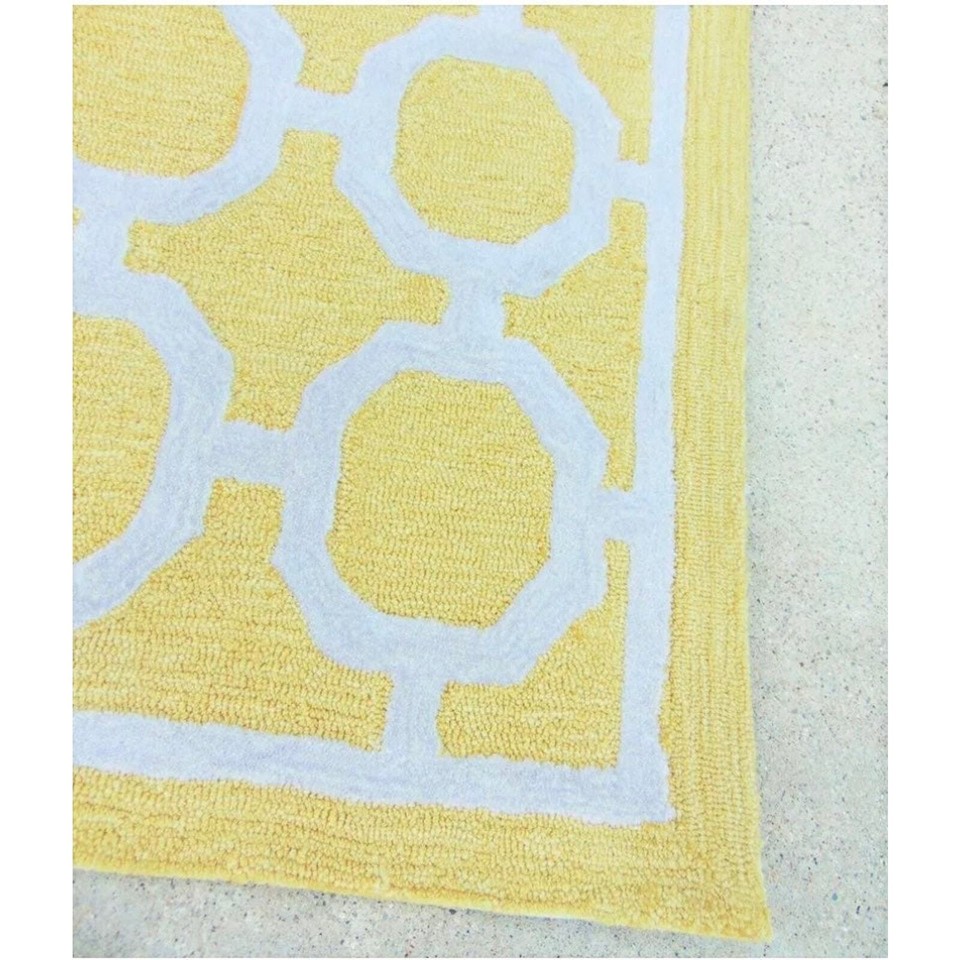Liora Manne 8' Square Area Rug Indoor Outdoor Yellow Cream Geometric ...