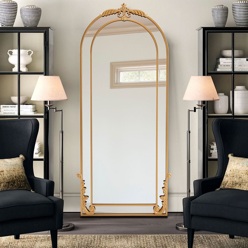 Large Gold Full Length Antique Leaner Mirror Double Frame Wall Mirror ...