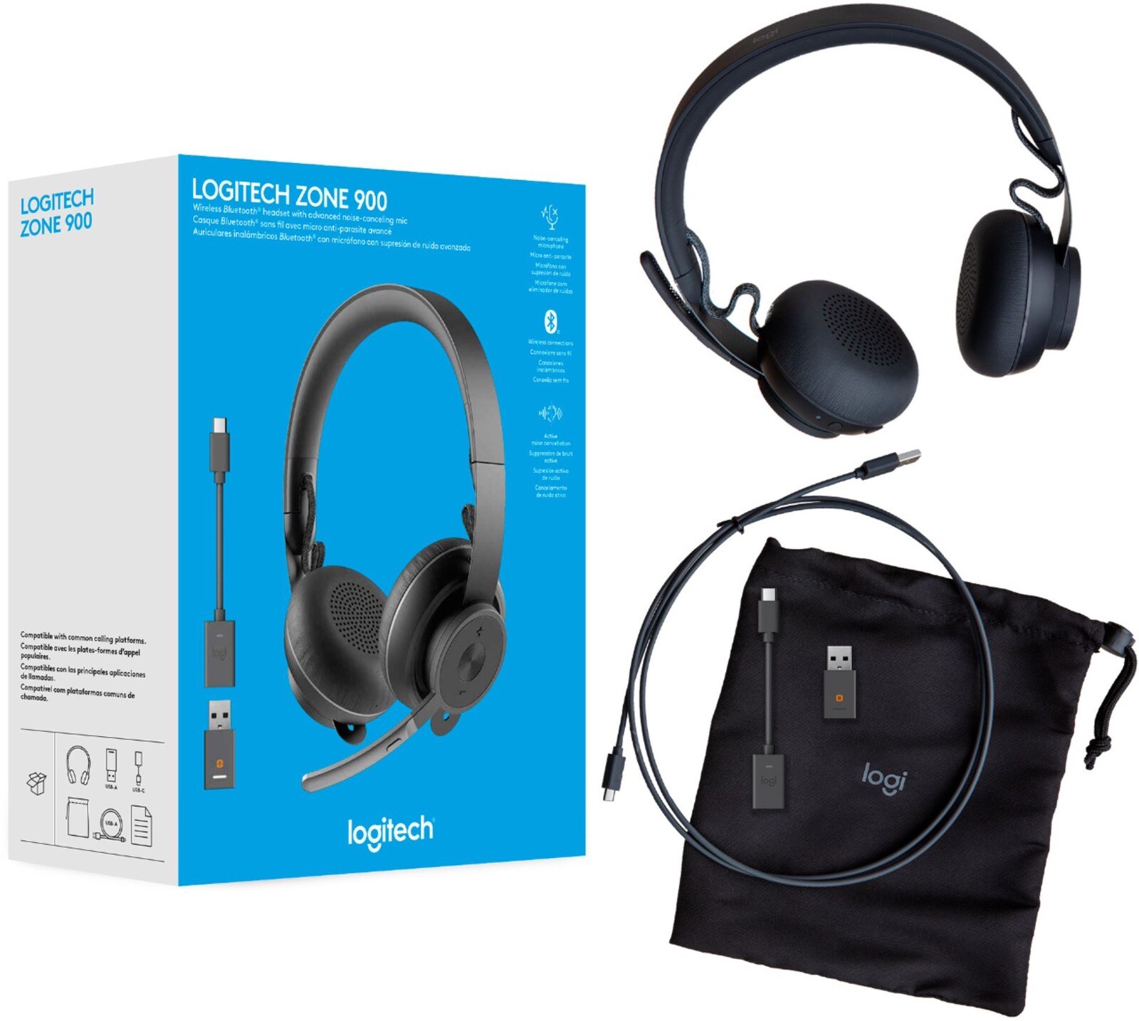Logitech Zone 900 Wireless Bluetooth Noise Canceling Over-Ear Headset ...