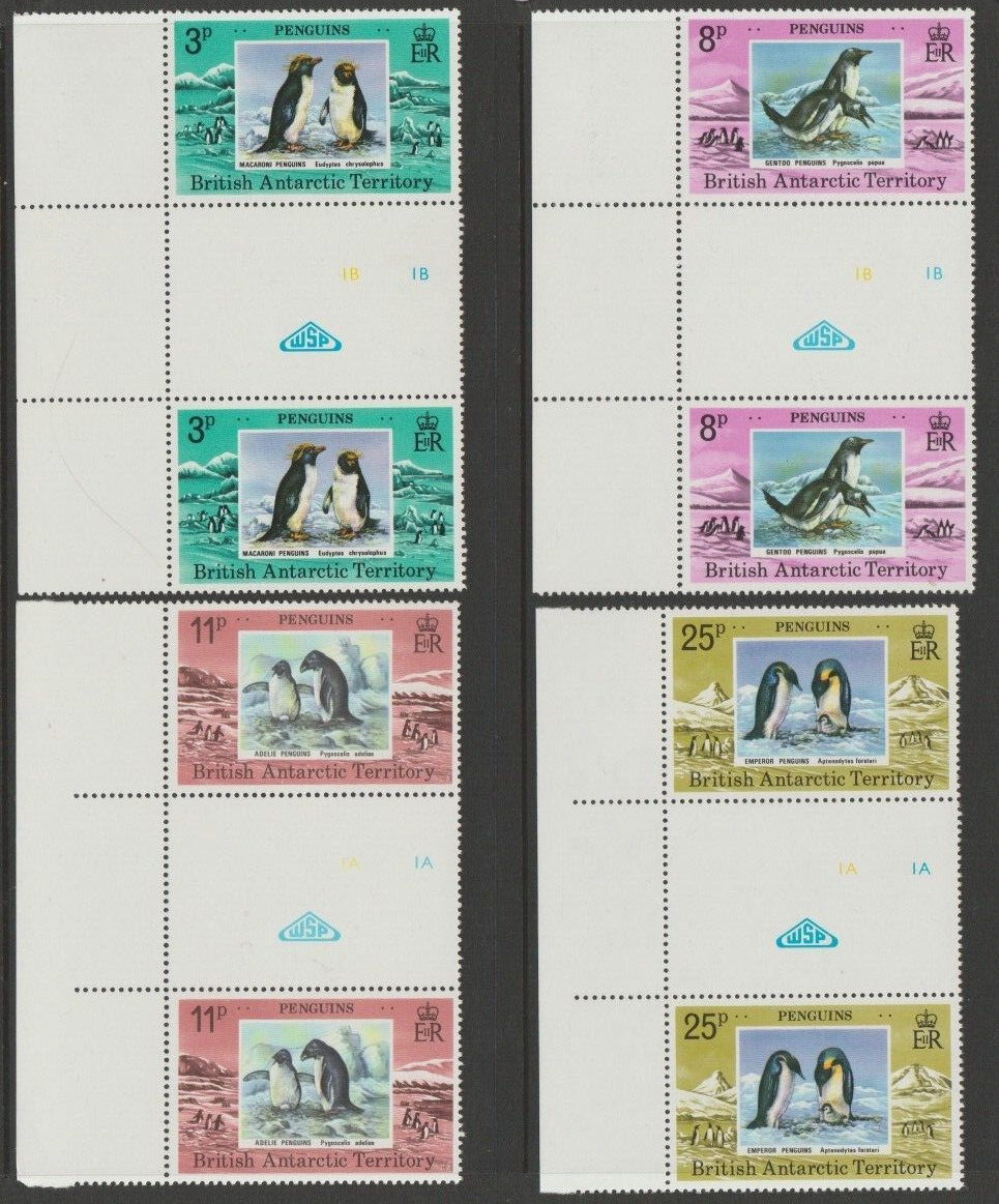 BAT MINT 1979 Penguins gutter pairs with printer imprint cylinder no ...