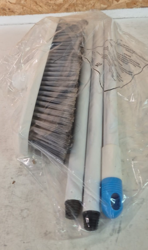Angled Push Broom, Blue&White With 3-piece interlocking broom handle ...