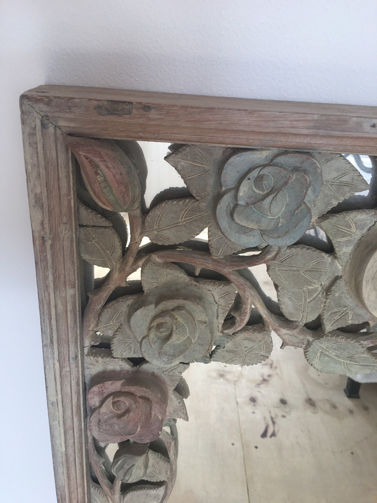 Beautiful Hand Carved Roses Floral Flower Rectangle Mirror Unique ...
