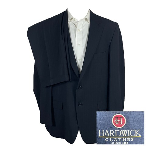 Hardwick Clothes 2 Piece Suit Mens 44L 38x29 Dark Gray Pinstripe Wool ...
