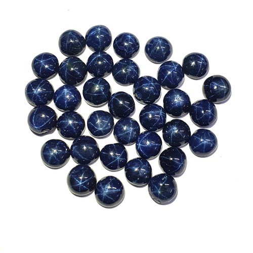 Natural Star Blue Sapphire Round Diopside Cabochon Gemstone Lot 10 Pcs ...