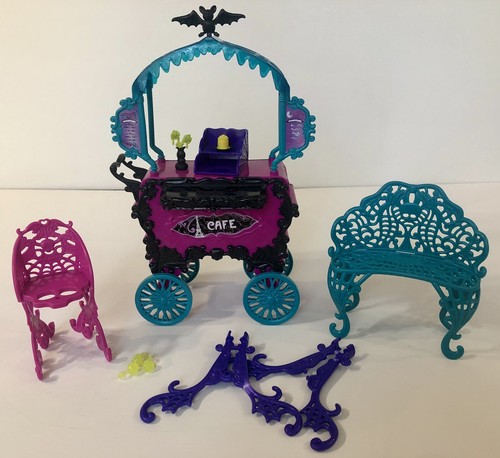 Monster High Scaris Travel Cafe Cart Play Set Furniture Bench Chair ...