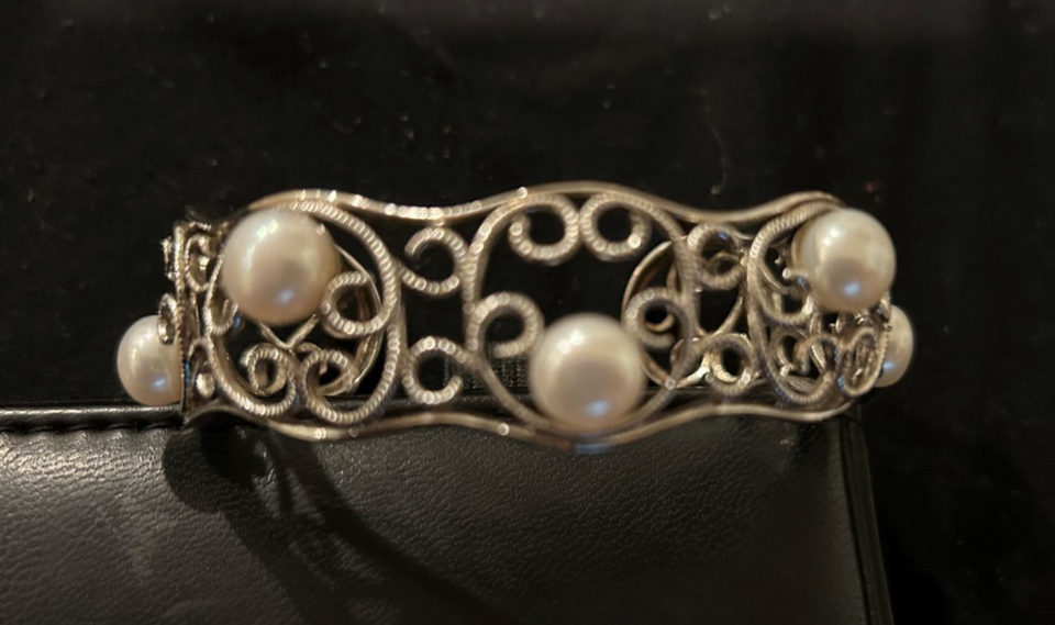 Blue Nile Cultured Pearl Cuff Bracelet Sterling Silver 8.5 -9mm with ...