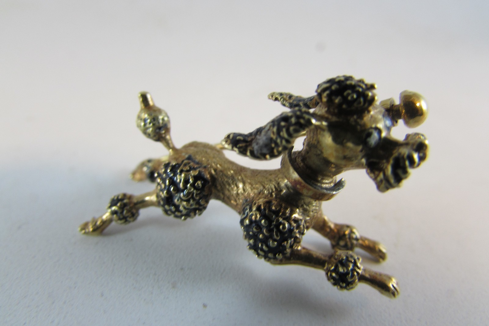 VINTAGE rare 3D 14k Yellow Gold Poodle Dog Pin Brooch Sapphire eyes ...