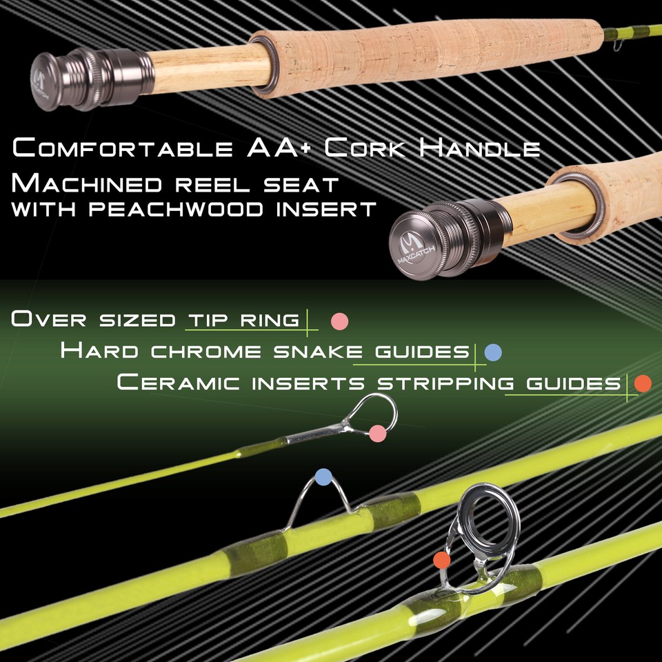 Maxcatch 1/2/3WT Fly Rod Combo Medium-Fast Fly Fishing Rod & Fly Reel ...