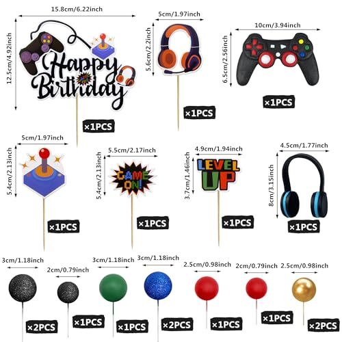 Video Game Cake Toppers Video Game Happy Birthday Controller Headset ...