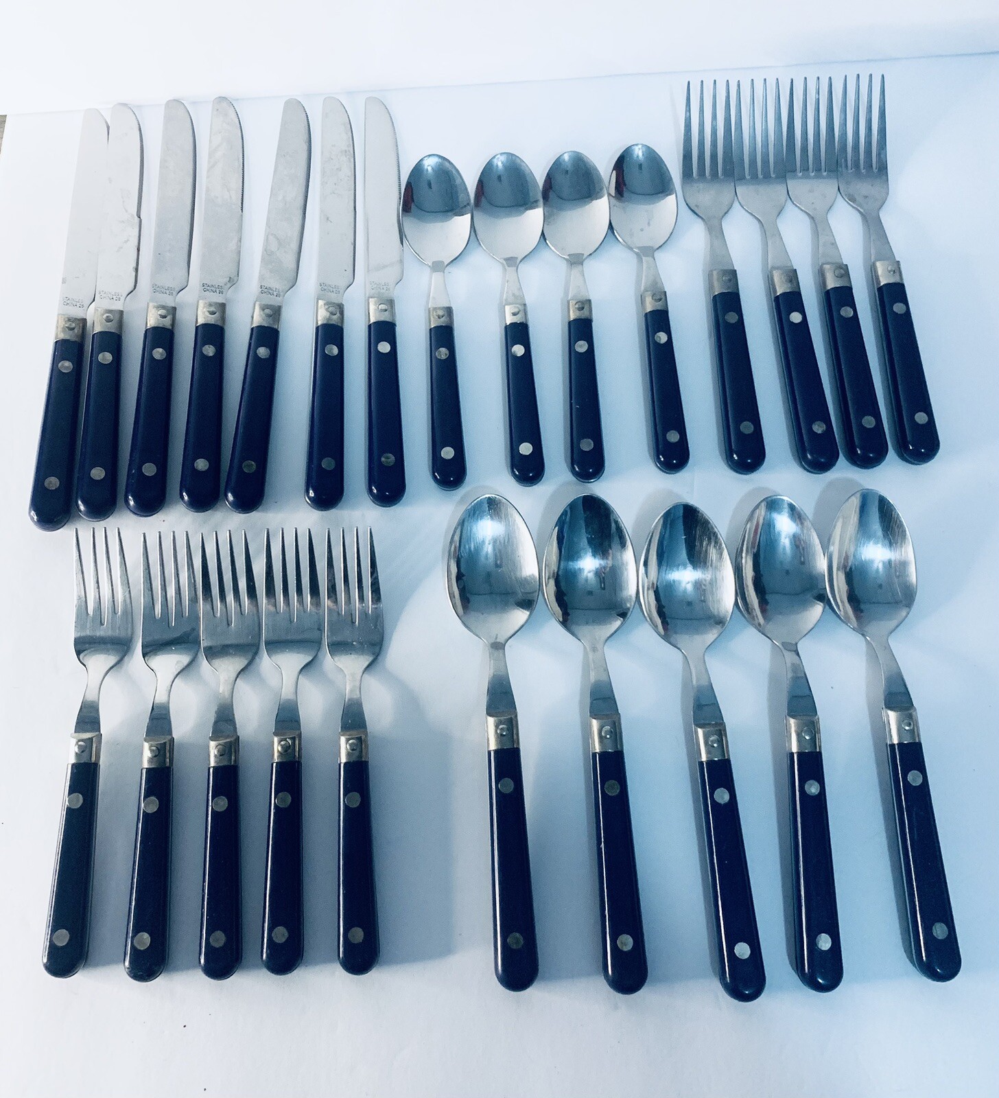 HAMPTON SILVERSMITH * Blue* SILVERWARE FLATWARE Set Of 25 | eBay