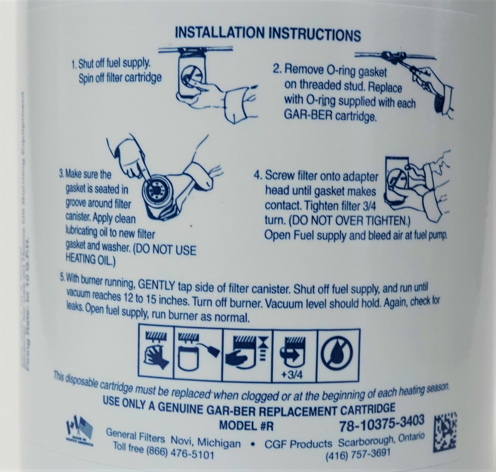 Gar-Ber Model R Spin On Furnace Fuel Oil Filter Epoxy Coated Garber ...