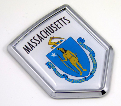 2.5" Massachusetts flag crest chrome car emblem auto | eBay