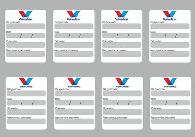 8x VALVOLINE Oil Change Service Reminder Decals Stickers Adhesive ...