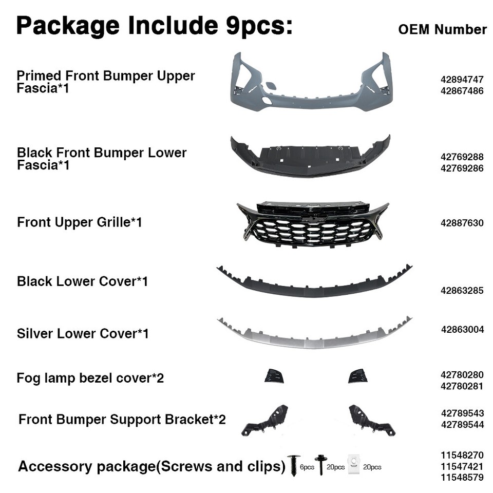 Front Bumper Cover Grille Assembly Kit Complete For Chevy Trax LS LT ...