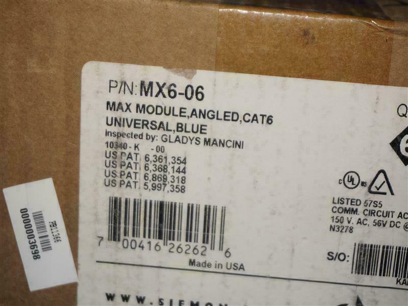 Siemon MX6-06 MX606 Max Module,Angled,CAT6 Universal,Blue NEW NOB | eBay
