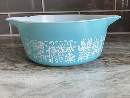 Turquoise Pyrex 475-B Amish Butterprint 2.5 Qt Vintage Casserole Dish ...
