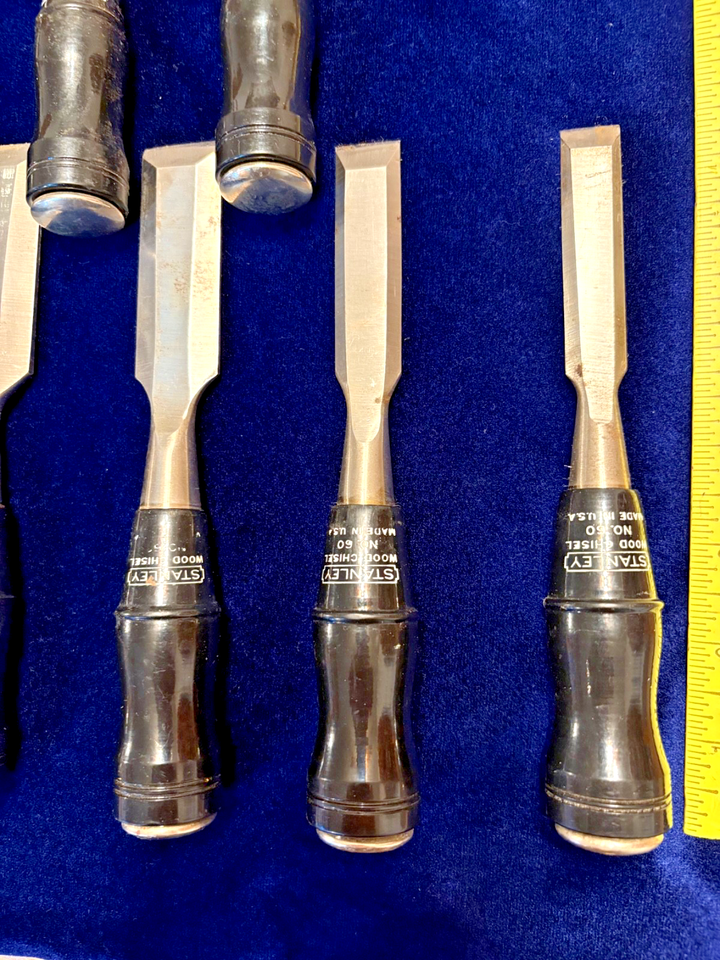 Vintage STANLEY NO. 60 CHISELS , 9 PIECE 1/4" - 2" SET with pouch | eBay