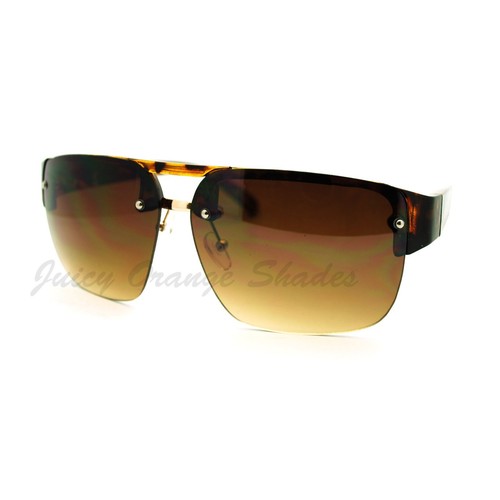 Men's Fashion Sunglasses Half Rim Square Flat Top Frame UV400 | eBay